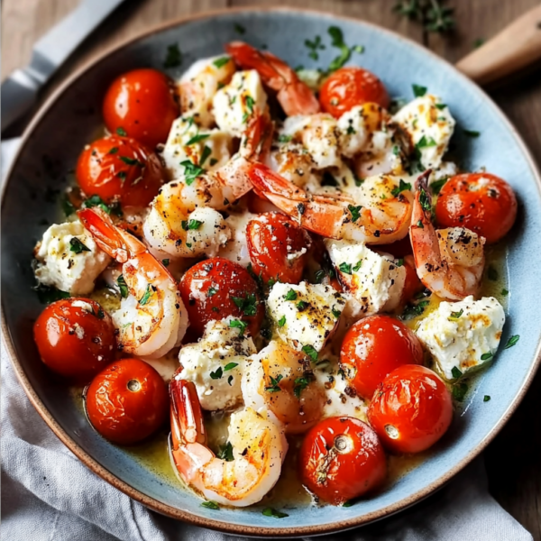 Recette Facile de Scampis à l’Ail, Feta et Tomates Cerise au Four
